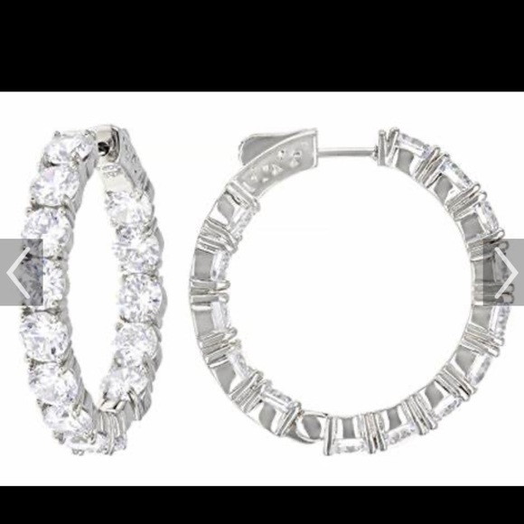 JTV | Jewelry | Bella Luce Round Rhodium Over Sterling Silver Hoop ...